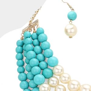 iFashionBox | Jewelry | Multi Layered Turquoise Cream Pearl Necklace ...